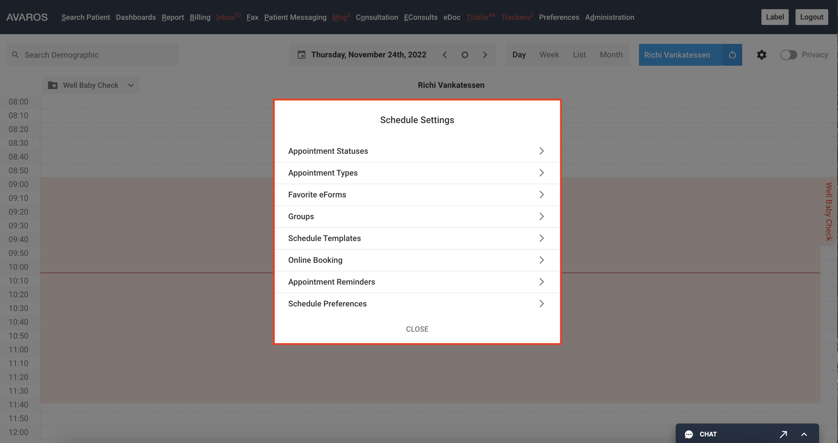 Schedule Dashboard – Avaros
