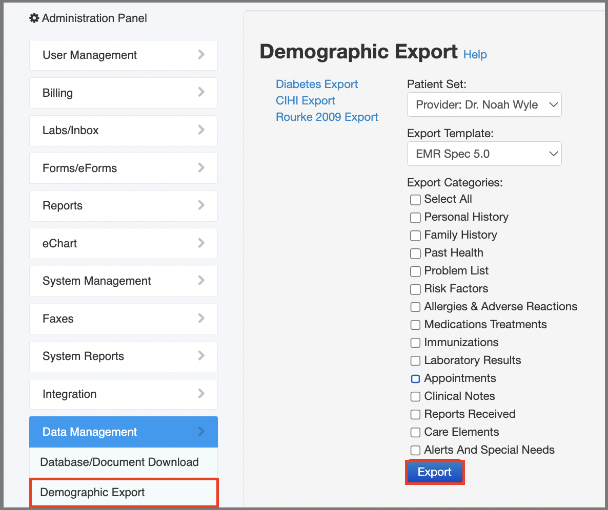 Exporting Patient Records – Avaros